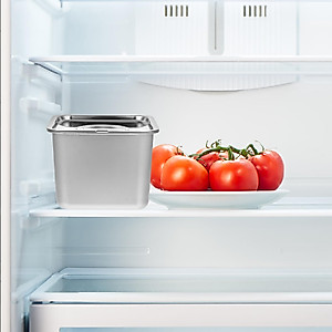 COLLBATH 6.29x6.29x4.72" Stainless Steel Ice Cream Container with Lid Airtight Storage Box for Homemade Ice Cream Yogurt Cold Desserts Easy to Clean