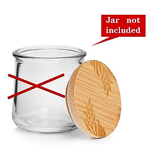 Mason Life Oui Bamboo Jar Lids Set with Silicone Sealing Rings, Leaves Pattern, for 5 Oz Yogurt Jars