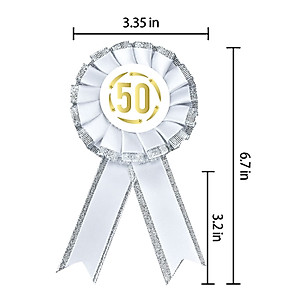 White and Gold 50th Birthday Party Accessories Tin Badge, Happy 50th Birthday Badge, Men's and Women's Birthday Party Supplies