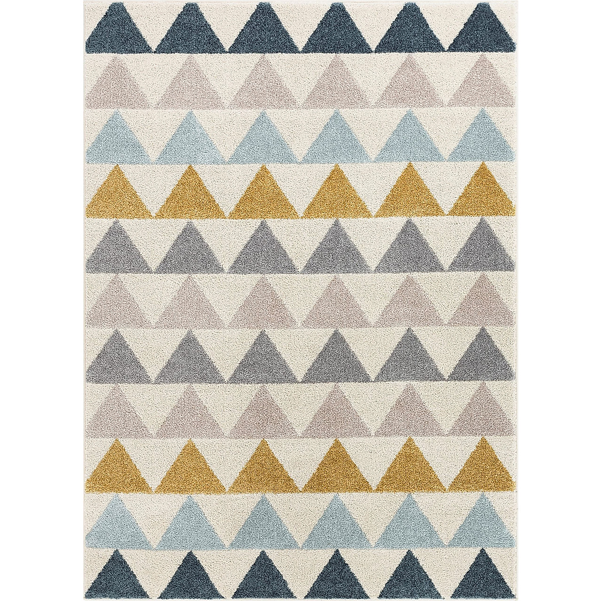 Well Woven Lincoln Modern Scandinavian Triangles Geometric Gold & Blue Area Rug 3x5 (3'11" x 5'3")