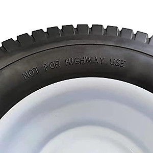 13x5.00-6 Front Flat Free Tire and Wheel Assembly with 3/4 & 5/8 Bearing, 3” Hub Riding Mower Lawn Tire 5.00-6, 13 inch No-Flat Solid Rubber Turf Wheel for Garden Tractor Truck Wheelbarrow Cart