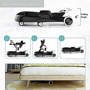 Marzviyia 4-in-1 Baby Walker with Wheels, Foldable Baby Push Walker with Adjustable Height & Speed, Standing Activity Center with Music & Lights,Silent Grey