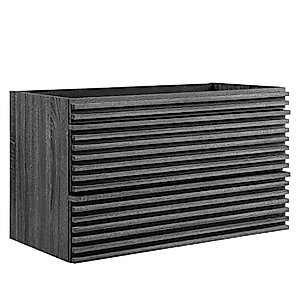 Modway Render 35" MDF Wood Wall-Mount Bathroom Vanity Cabinet in Charcoal