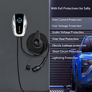 7KW 32Amps Level 2 EV Charger Station with 30TF Cable NEMA 14-50, 220-240V Input J1772 Plug Swipe Card Charging for Most Evs