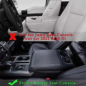 JDMCAR Center Console Cushion Compatible with 2015-2020 Ford F150 / 2017-2022 F250 F350 F450 and 2018-2024 Expedition Accessories, Customized PU Leather Armrest Cover Protector (Bucket Seat Only)