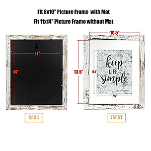 kennethan 11x14 Picture Frame Rotten White 2 Pcs in 1 set 11x14 Frame can Display 8x10 Picture with Mat or 11x14 Without Mat on the Wall