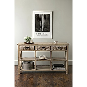 EAST at MAIN Dillman Rectangular Mahogany and Rattan Sideboard, Brown, (56x15x33)