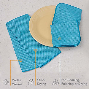 MU kitchen | Waffle Microfiber Dish Cloths are 100% Quality | Durable & Absorbent for Cleaning & Drying | Set of 3 | White