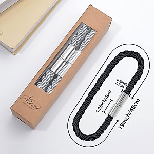 NICEEC 2 Pack Strong Magnetic Curtain Tiebacks Modern Simple Style Drape Tie Backs Convenient Decorative Weave Rope Curtain Holdbacks for Thin or Thick Home & Office Window Draperies (Black)