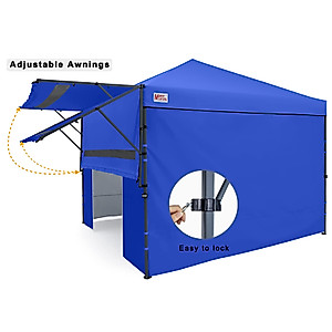 MASTERCANOPY Pop up 10x10 Canopy Tent with Awning and Sidewalls, Blue