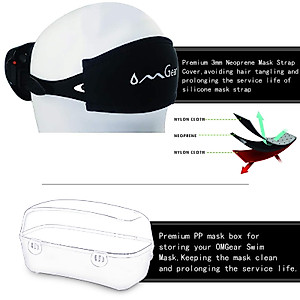 OMGear Swim Goggles Snorkel Mask Dive Mask Anti-Fog Triple-Lens Goggles Swimming Adult Snorkeling Gear for Adults Youth Pool Goggles with Nose Cover Neoprene Mask Strap for Scuba Diving (Black)