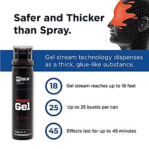 Mace Brand Magnum 4 Pepper Gel, 2.79 oz, 20 Feet Range, No Wind Blowback, Max Strength 10% OC Formula, Long Lasting UV Dye, Flip Top Safety Cap, Self Defense Pepper Spray Gel for Women & Men - Black