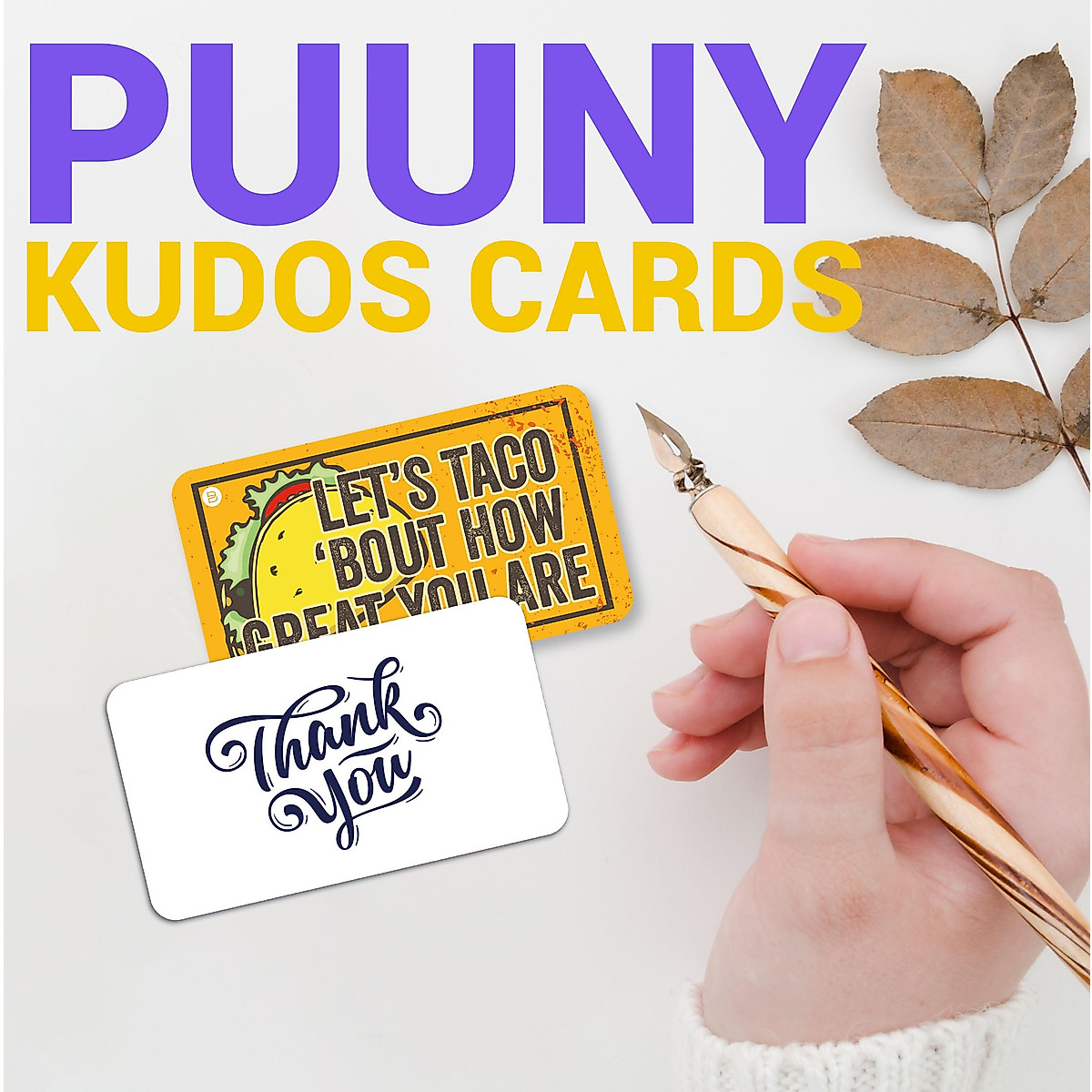 70 Kudos Punny Cards – Funny Pun Humor Thank You Appreciation & Recognition Blank Back Postcard – School Lunch Box Kids Notes – Business Employee Motivational Bulk Gift – Teacher Reward Stationary