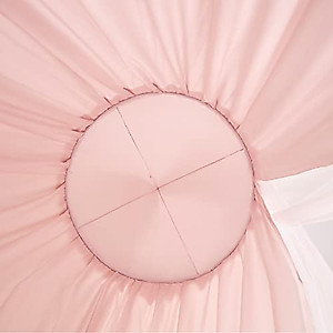Kertnic Bed Canopy for Kids Room Double Layer Mosquito Net, Hanging Play Tent Children Reading Nook Canopies, Round Dome Princess Castle Dreamy Bedding for Girls Room House Décor (Beige Pink)