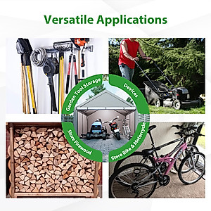 10x10 ft Portable Outdoor Storage Shelter Shed, Heavy Duty Storage Garage Shed with Roll-up Doors Shelter for Garden Tool, Lawn Mower, Motorcycleand, Bike - Gray