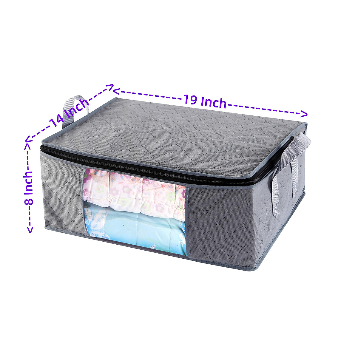 Storage Clothes Bins Closet Bags - 35L Containers Organizer Boxes Clothing Bin Organization for Organizing Blanket Pillow Sheet Sweater, Foldable Fabric Bedroom Small Storage Totes With Lids Zipper