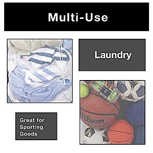 Smart Design Laundry Bag – Holds Up to 3 Loads-White – Laundry Hamper with Handle & Push-Lock Drawstring for Easy Organization and Storage – Laundry Basket Made with Breathable Mesh