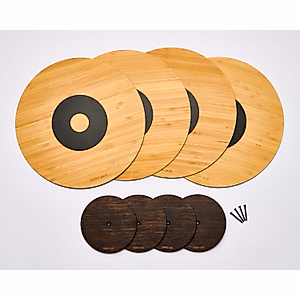 Twelve Inch 4 Bamboo Vinyl Record Wall Mount Display | Floating Album Storage LP Holder with No Frames or Visible Support | Turn Your Living Space Into an Art Gallery with Your Collection 4ECO