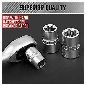 SEDY 14-Piece E-TORX Socket Set - Premium Female Torx Socket Set, Ultimate Star Socket Set, Torque Socket Set, External Torx Socket Set, E4 E5 E6 E7 E8 E10 E11 E12 E14 E16 E18 E20 E22 E24 Socket Set