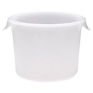 Rubbermaid Commercial Products Plastic Round Food Storage Container with Bail Handle, 2 Quart, White, High Temperature Range Food Organization/Storage for Wet/Dry Food in Kitchen/Restaurants/Cafeteria