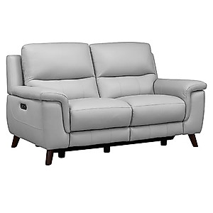 Armen Living Lizette Modern Power Reclining Loveseat in Dove Grey Leather