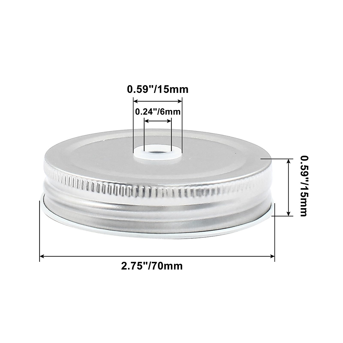 Coufce 8 PCS 2.7" Mason Jar Lids with Straw Hole Stainless Steel Drinking Jar Lids Canning Lids Polished Surface Reusable Premium Mason Jar Lids for Ball, Kerr Jars