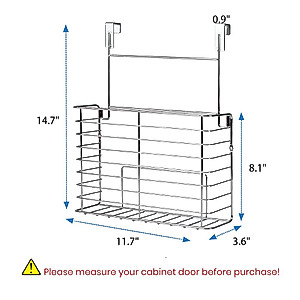 TreeLen 2PK- Kitchen Cabinet Organizer for Cutting Boards over the Cabinet Organizer Wall Door Mount Foil Holders Rack for Kitchen Bathroom Pantry-Shining Chrome