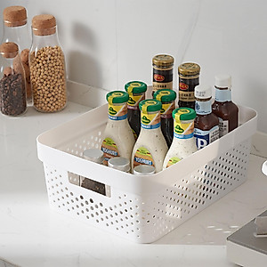 HANAMYA Lidded Storage Bin Organizer | Storage Organizing Container, 11 Liter, Set of 6, Gray