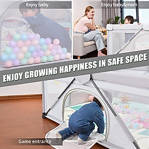 Baby Playpen Foldable, Heyo.Ja Large Play Yard, Playpen for Babies and Toddlers, Play Pens for Babies and Toddlers with Gate, Indoor & Outdoor Portable Play Pen (47"×63")