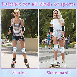 Knee Pads Skating, Bienbee Knee Pads Wrist Guard Elbow and Knee Pads Adult Elbow Pads Skating Protective Gear Adult for Skateboard, Roller Skating, for Women Youth Kids