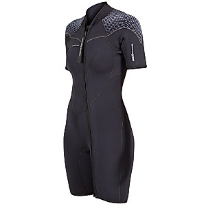 Henderson Women's 3mm Thermoprene Pro Front Zip Shorty Wetsuit, Black/Purple, 6