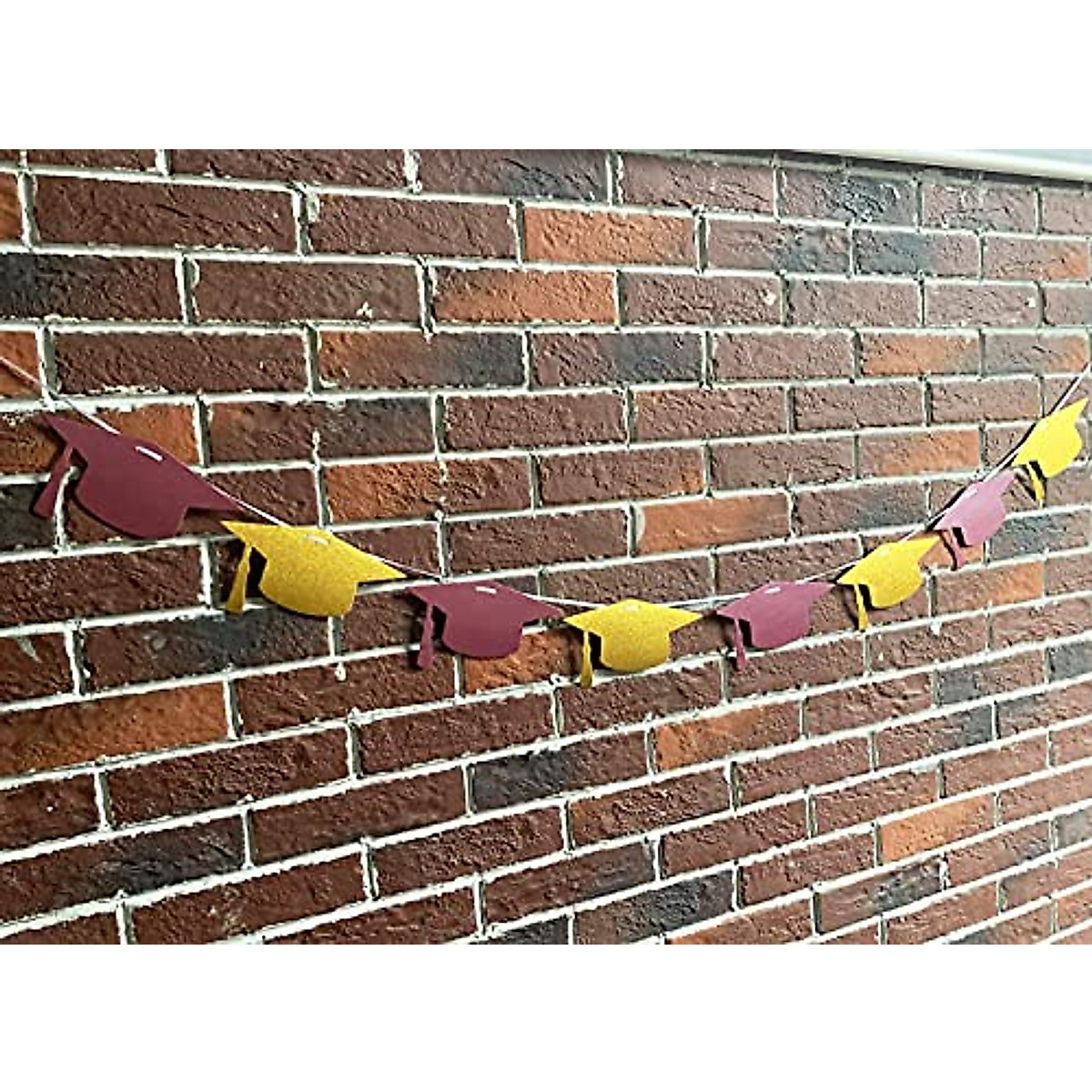 Graduation Decorations Maroon Gold 2023 Maroon Grad 4pcs Graduation Hat Banner Garlands Glitter Burgundy Gold for FSU Graduation Party Supplies 2023