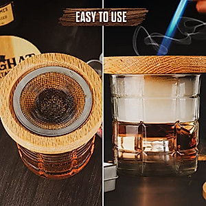 THOUSAND OAKS BARREL Foghat Cocktail Smoker W/ Bourbon Barrel Wood Shavings-Infuse Cocktails, Wine, Whiskey, Cheese, Meats, Dried Fruits, Salt and More!-Smoking Glass Cloche Accessories