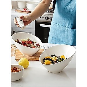 DOWAN 26 OZ Salad Bowls 2 Packs - 9.5" Large Serving Bowls - Angled Bowls for Salad, Pasta, Fruit, Macaroni, Taco, Sauces - Slanted Curve Bowls for Restaurant, Party, Daily Use, Wedding, Anniversary