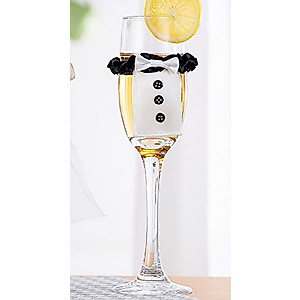 Wedding Wine Bottle Cover Bride Groom Wedding Champagne Glass Cover Decoration Wedding Dress Table Decor Set of 2