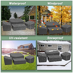 Patio Furniture Covers, Outdoor Furniture Cover Waterproof 4-Piece, Patio Furniture Set Covers, Heavy Duty Patio Covers, Ourdoor Sofa Cover, 2 Chair Covers, Coffee Table Cover Included -XL