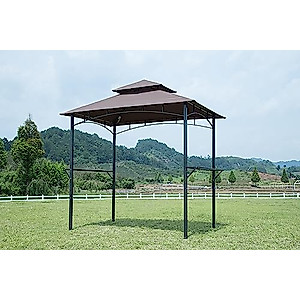 Outdoor Grill Gazebo BBQ Canopy for Outdoor Barbeque Shelter Girll Canopy Grill Gazebo Hardtop (L96 x W60 x H101 Inch) Red