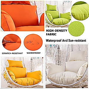 Egg Chair Cushion Only, Outdoor Hanging Swing Chair Seat Cushion Replacement, Thicken Waterproof Washable Hammock Chair Cushion Cover with Headrest and Armrests Beige