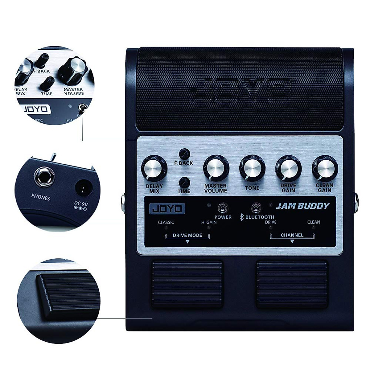 Electric Guitar Amplifer,Portable Electric Guitar Effect AMP,Amp & Pedal All-in-One Guitar Amp 2x4Watt Rechargeable Practice Amp for Playing at Home Or Travel(Black)