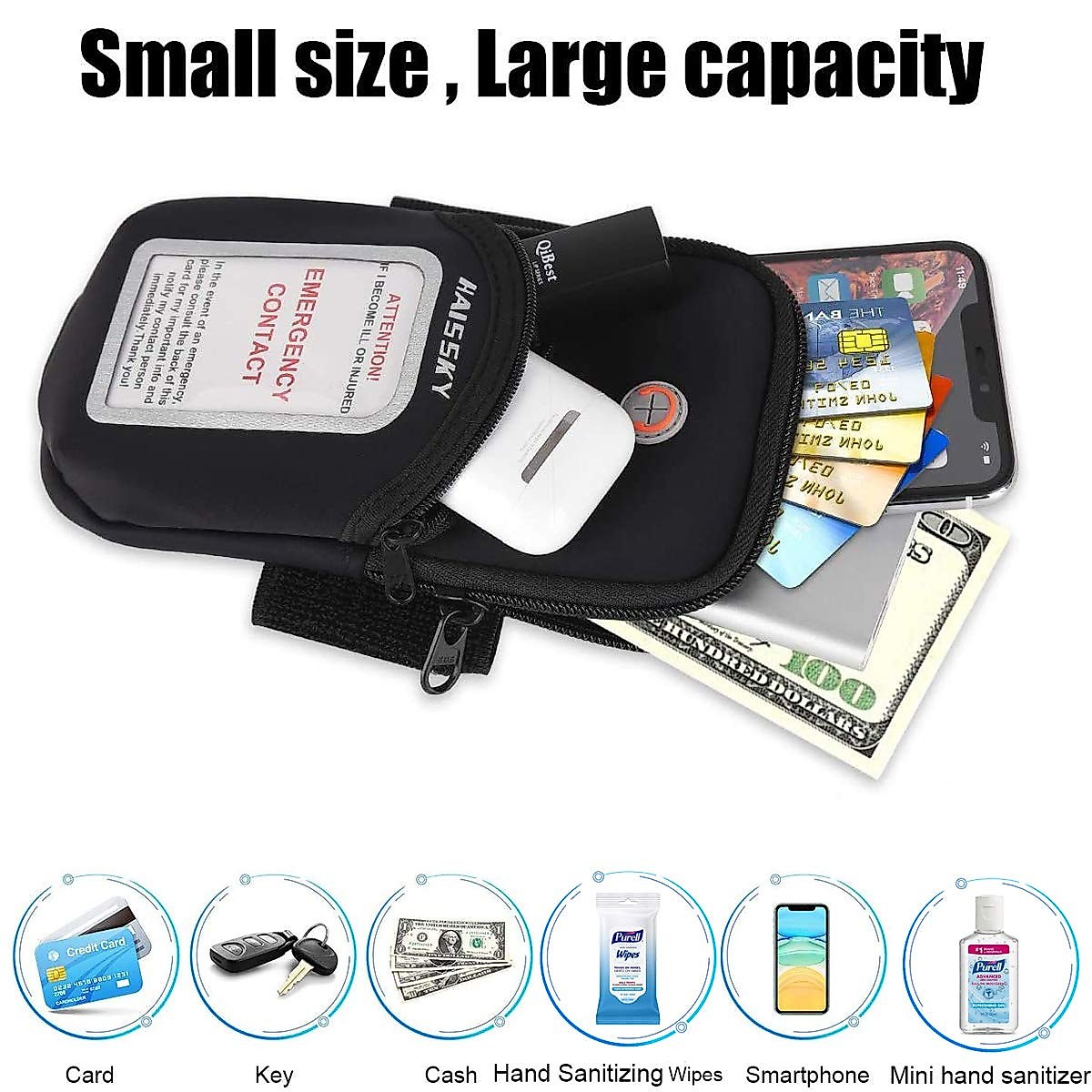 Cell Phone Armband Pouch Running Armband Case for iPhone 15 14 13 12 11 Pro Max XS XR X 8 7 Plus Samsung S22 S21 up to 6.9", Running Phone Holder Sports Arm Bands for Walking Gym Exercise Fitness