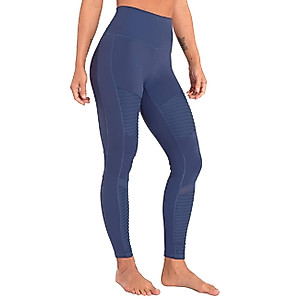 Hopgo Women's High Waist Moto Legging 4 Way Stretch Workout Leggings Gym Skinny Yoga Pants Starry Blue US M