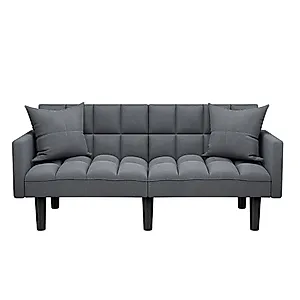 JUMMICO 3-in-1 Convertible Futon Sofa Bed Modern Linen Sleeper Loveseat with Pillow Folding Adjustable Backrest Couch Daybed for Living Room, Apartment