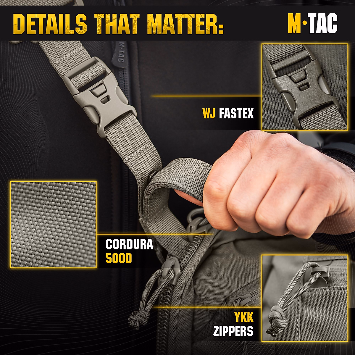 M-Tac Tactical Large Crossbody Bag for Men - Concealed Carry Sling - Multicam Black CCW Chest Bag - Elite Sphaera Shoulder Pack (Regular)