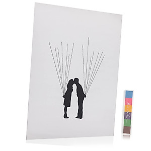 SHOWERORO Fingerprint Check-in Painting Guestbook Personalized Book Guest Book Wedding Signature Photo Frame Wedding Book for Wedding Supplies Chemical Fiber Canvas Balloon Substitute Bride