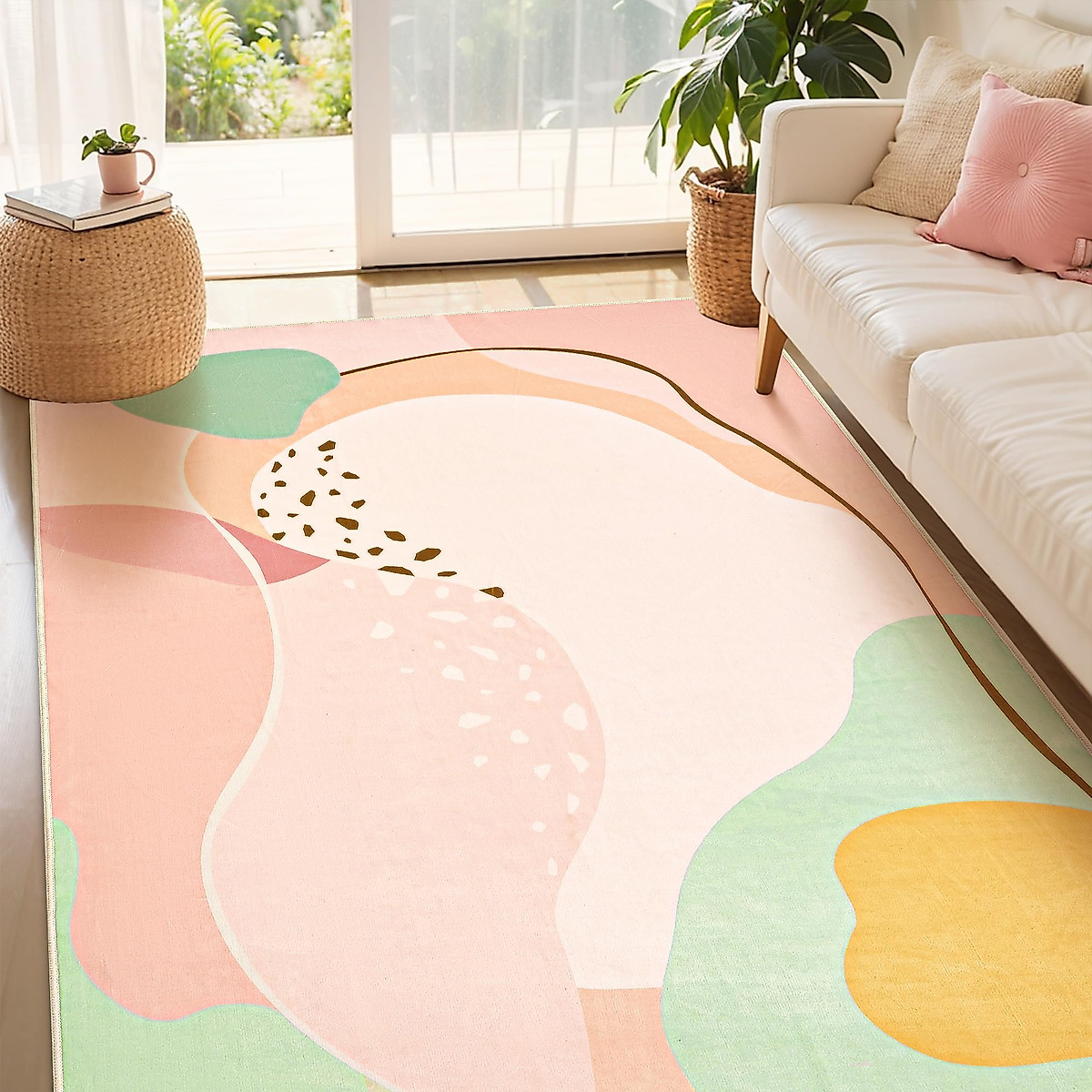 tchdio-Pink Rug-Soft Rugs for Living Room-Washable Rugs 8x10-No Slip Rugs for Bedroom Girl,Nursery,Dorm,Kids Room,Living Room,PlayRoom-Pink Carpet