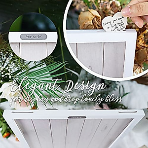 Wedding Guest Book Alternative Heart Drop Box, 16" * 12" White Wooden Rustic Display Shadow Picture Frame for Reception, Farmhouse Decoration Sign In Dropbox for Anniversary Baby Shower Birthday Party
