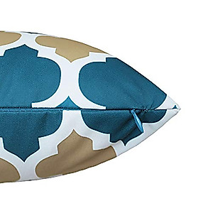 Andreannie Pack of 4 Blue Outdoor Waterproof Decorative Throw Pillow Cover Cushion Case for Garden Patio Tent Park Farmhouse Polyester Both Sides Printing Square 18 x 18 inches ¡ (Set of 4 Blue)