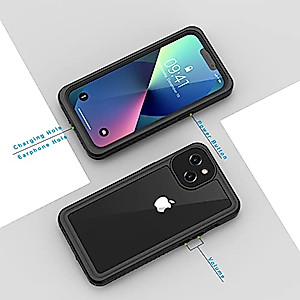Lanhiem for iPhone 13 Case, IP68 Waterproof Dustproof Shockproof Cases with Built-in Screen Protector, Full Body Sealed Protective Front and Back Cover for iPhone 13, 6.1 inch (Black)