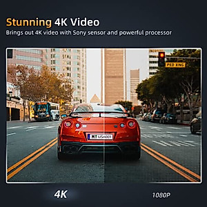 Volway 10" 4K Mirror Dash Cam w/Voice Control, Enhanced Night Vision, Full Touch Screen, Waterproof Backup Camera Rear View Mirror Camera, Parking Assistance, Loop Recording, USB Type C