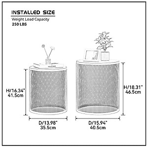 NordStorm Nesting Coffee Table Set of 2, Metal Side End Table, Modern Net Hollow Coffee Table Set for Office, Bedroom and Living Room, Black